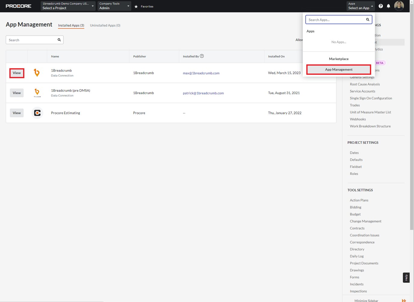 Manually Add Projects to 1Breadcrumb